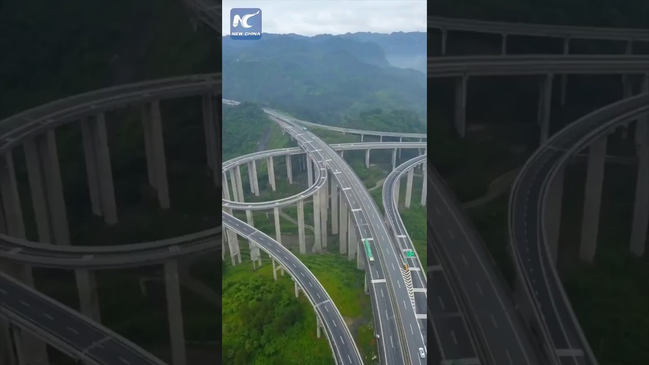 Marvel of engineering Aerial view of a 3,000 m long highway bridge in ...
