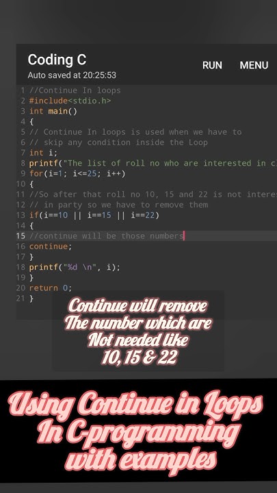Continue Statement In Loop in C-Programming #continuestatement #loop # ...