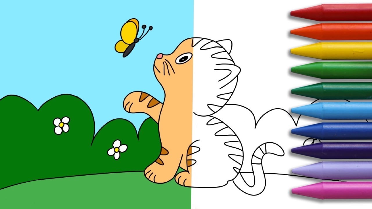 How to draw kitten 🐱🐈 Draw Color for kids | Learn Drawing Colouring and ...