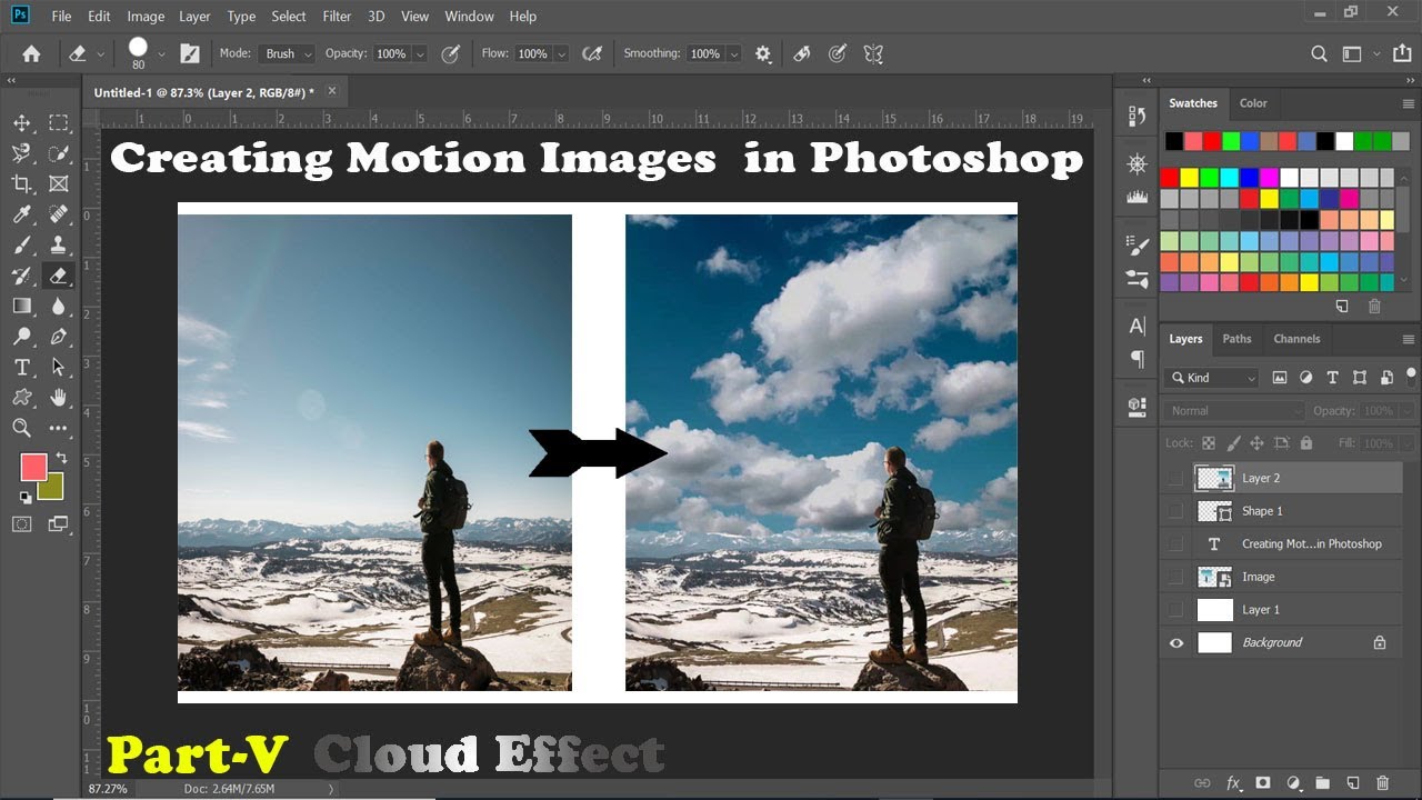 Create motion images in Photoshop | Part-5 | using Cloud Effect ☁☁☁ ...