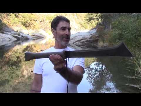 "Reaper" competiton, triple edged, bat handled machete chopper. - YouTube