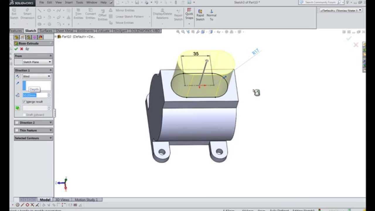 Solidworks part 14 extrude & mirror - CJJ - YouTube