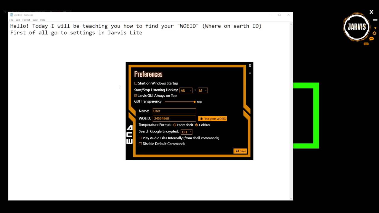 Jarvis lite how to set WOEID - YouTube