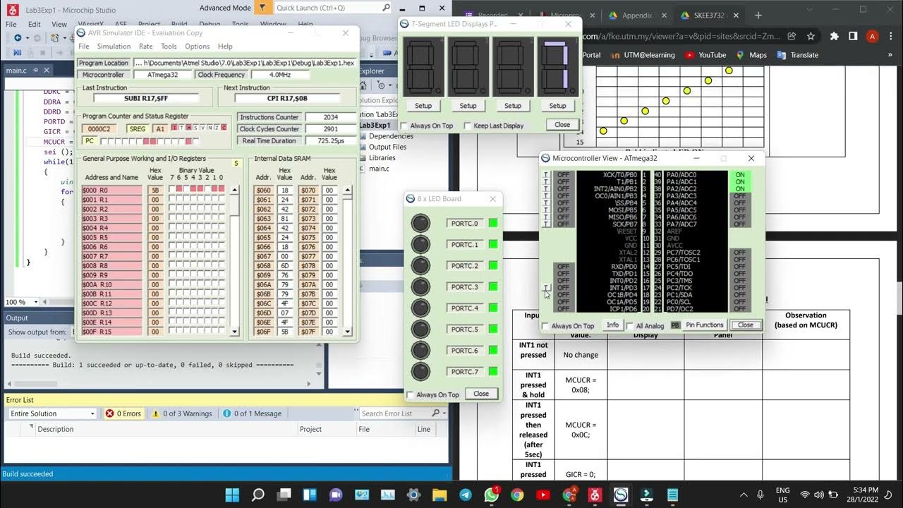 GROUP 508 EXPERIMENT 3 : Interrupt and Timer Programming on ATmega32 - YouTube