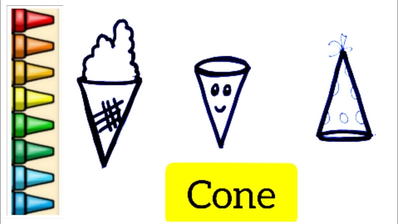 Learning shapes for kids| cone draw for childrens|Learn shape|draw easy ...