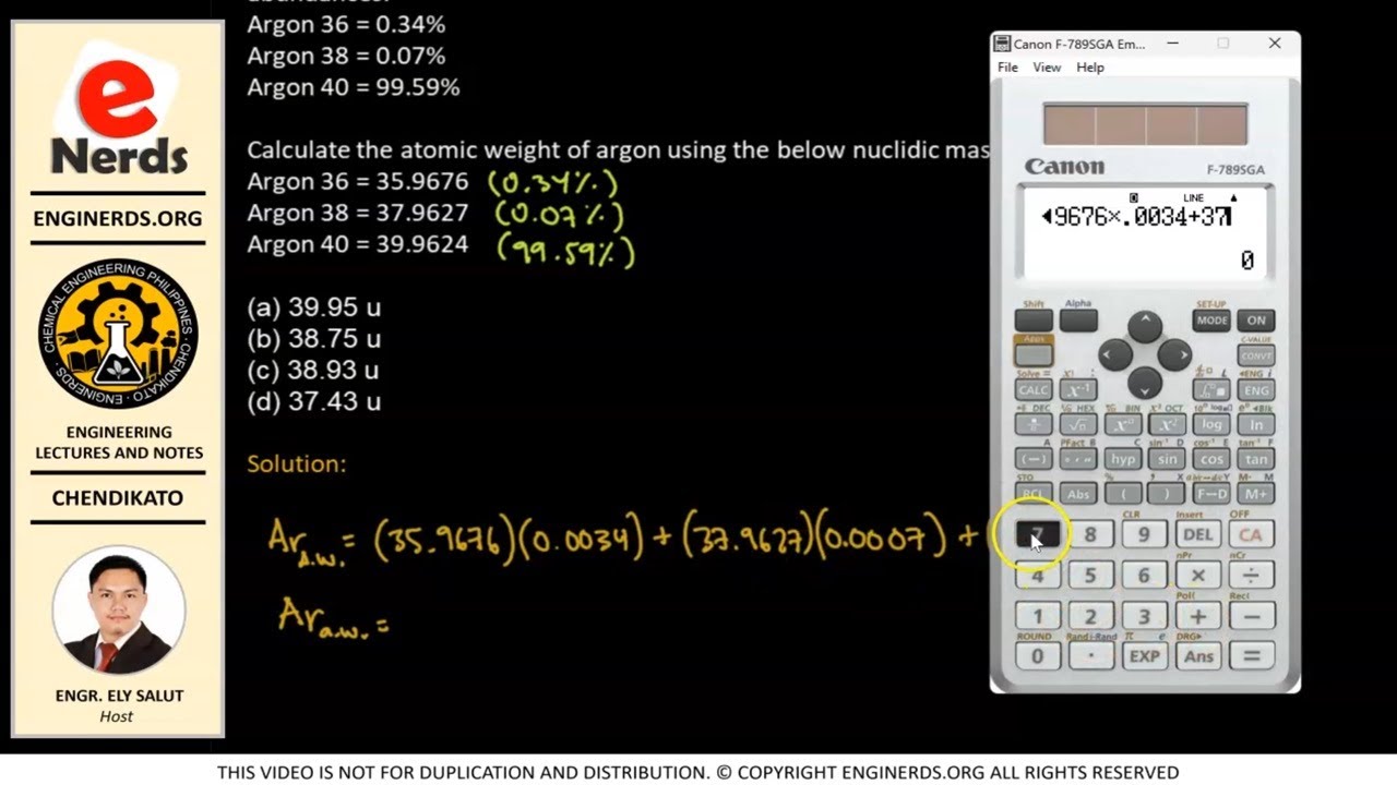 CHEMISTRY | PROBLEM 002 | ATOMIC WEIGHT CALCULATION BASED ON ISOTOPE ...