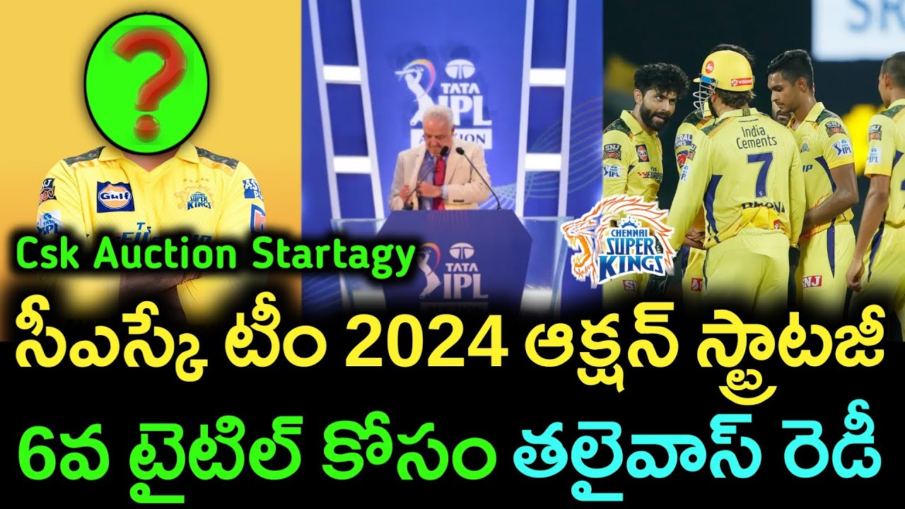 IPL 2024 CSK Team auction strategy || IPL 2024 Auction || CSK team ...