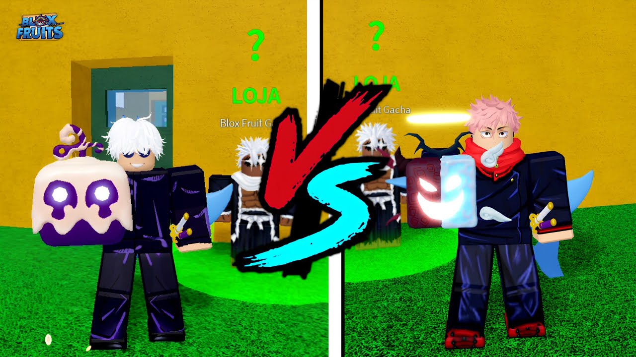 GOJO VS YUJI GIRANDO FRUTA QUEM GANHA? BLOX FRUITS MOBILE - YouTube