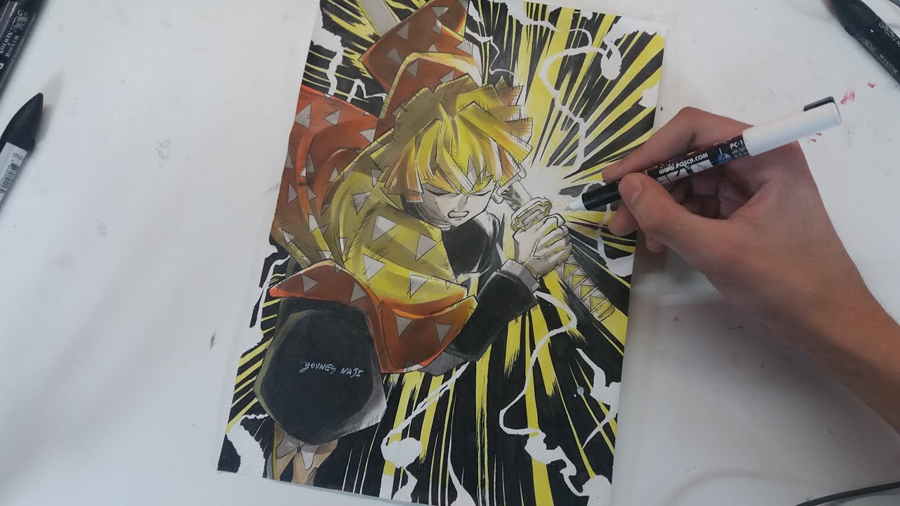 Drawing Zenitsu Agatsuma - Demon Slayer (kimetsu no yaiba)Speed Drawing ...