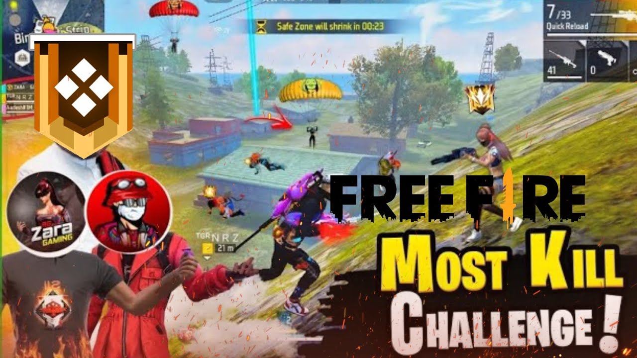 FREE FIRE MOST KILL 💪 CHALLENGE 😈SOLO VS SQUAD 🎯99% HEAD SHOT RATE FREE ...