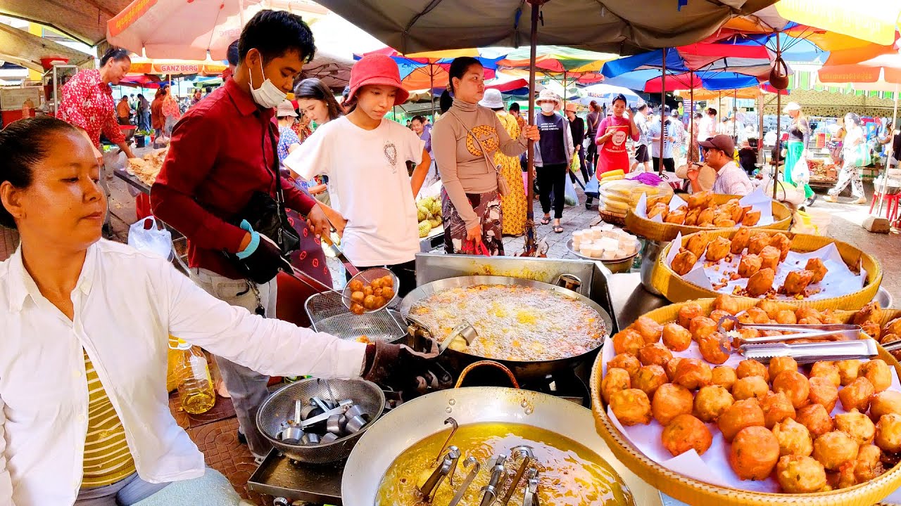 Best Cambodian Street Food - Khmer Fried Cake, Donut, Youtiao, Durian ...