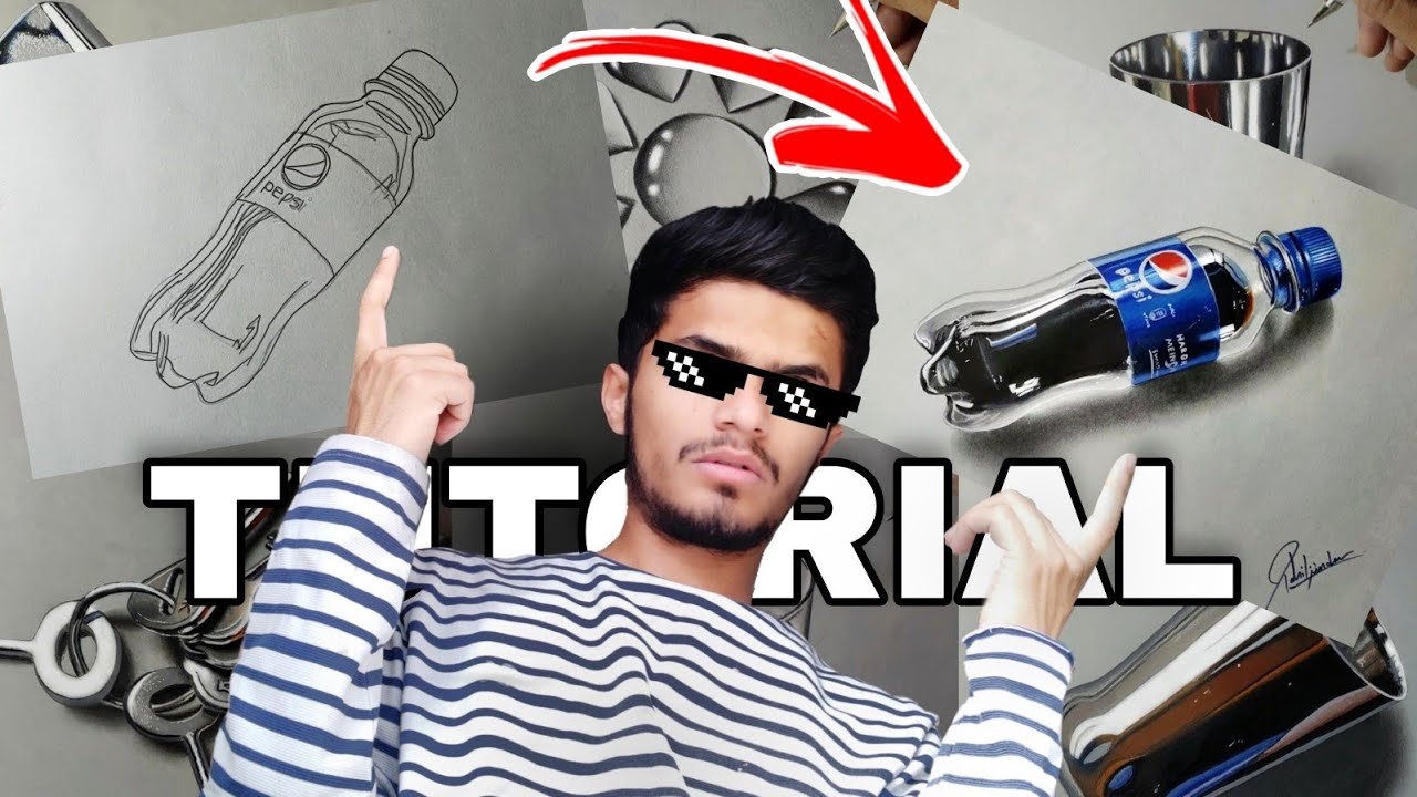 hyperrealistic pepsi drawing tutorial step by step - YouTube