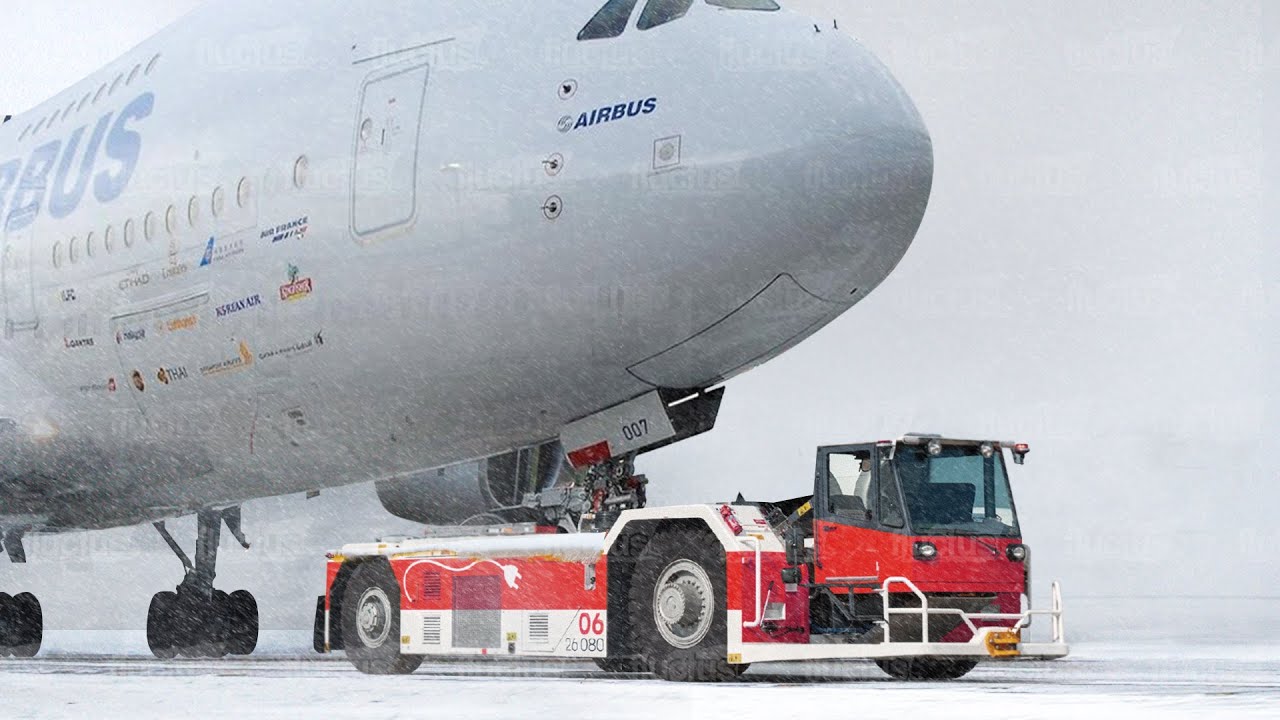 The Insane Amount of Power Pushback Trucks Pack to Move Giant Aircraft ...