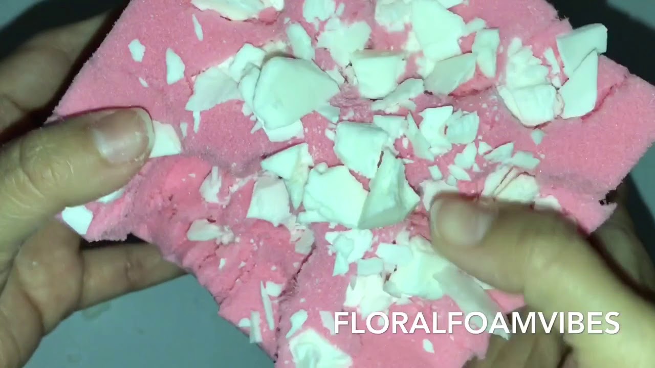 Cutting and Pressing Shaved Chalk Into Pink Floral Foam - YouTube