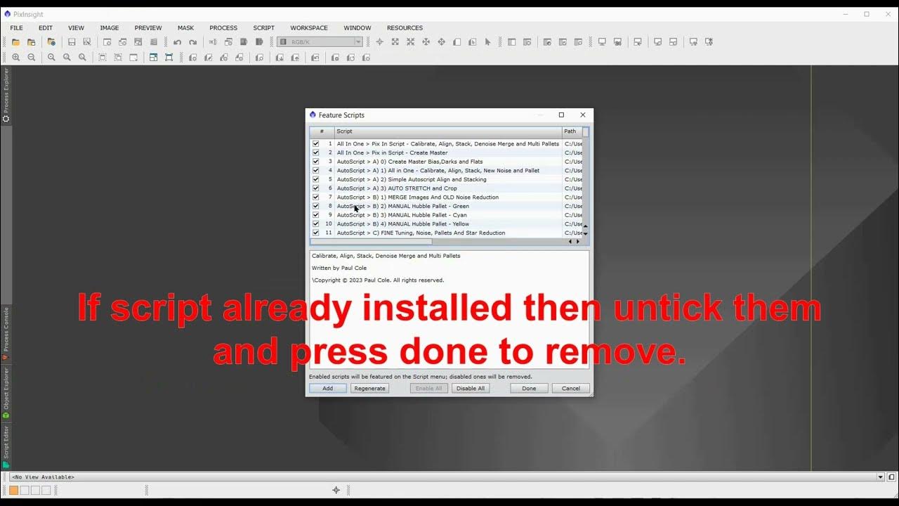 INSTALL SCRIPT : All In One Pix In Script - Pixinsight Script Astronomy Image Processing - YouTube