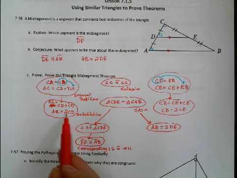 CPM Integrated II Lesson 7.1.5 Using Similar Triangles to Prove ...