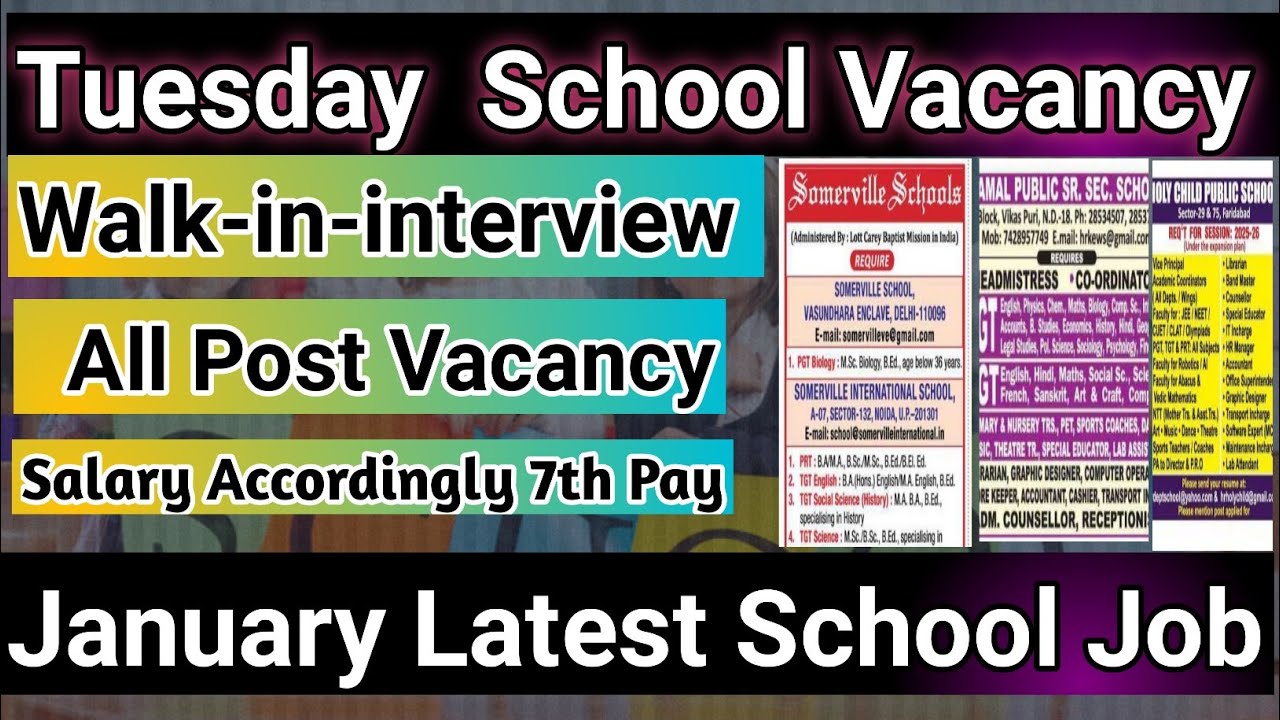 🧑‍🎓🧑‍💼 Tuesday 5 School Teacher Vacancy | All Post Vacancy | Teaching ...