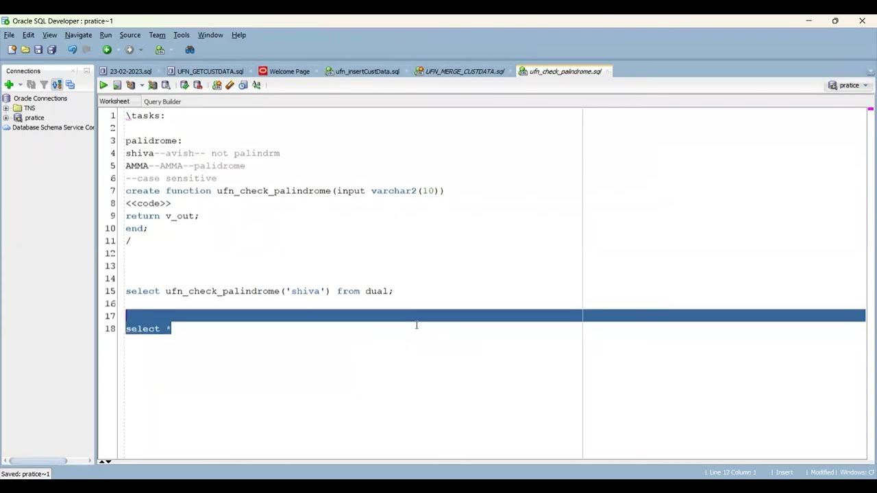 Oracle tasks to check palindrome| Oracle functions - YouTube
