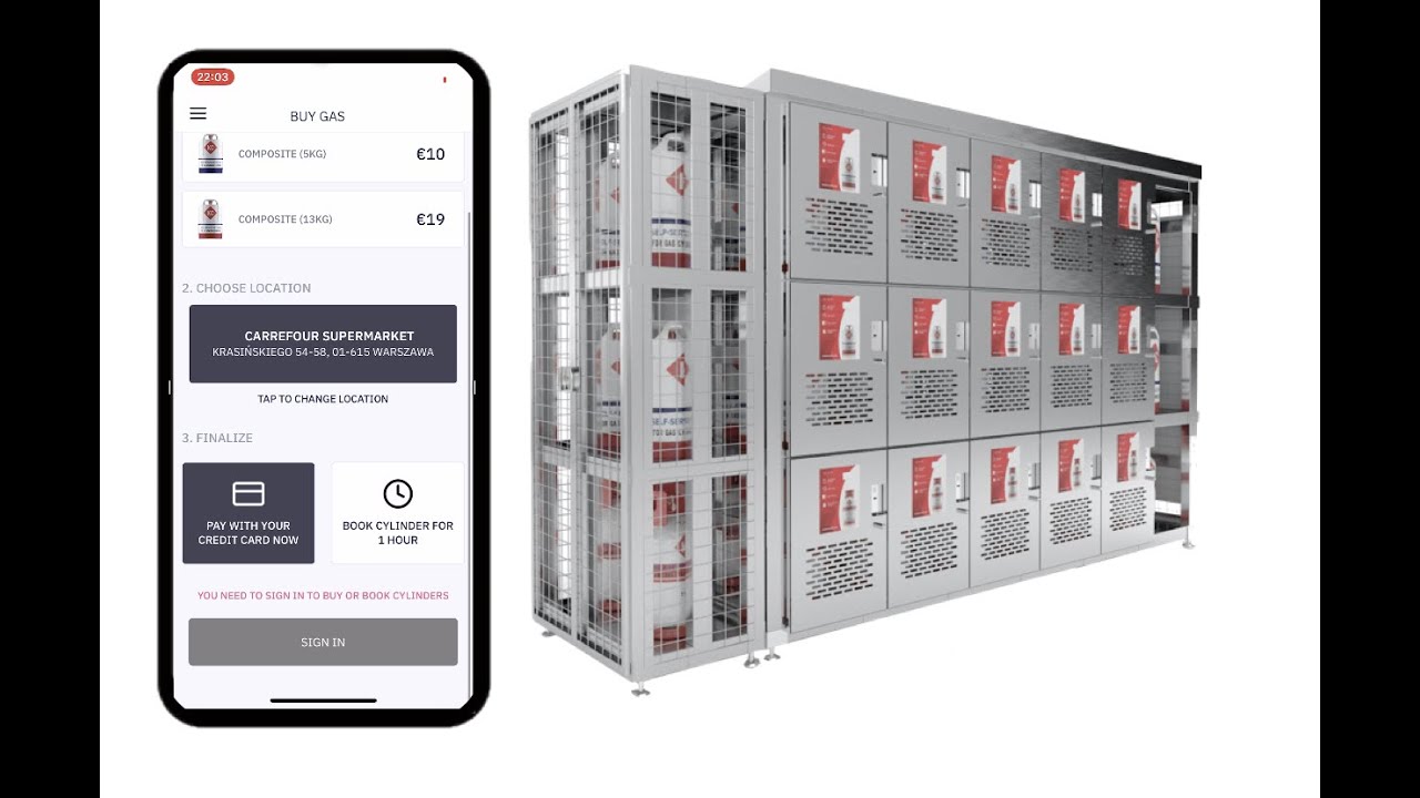 Gas Key Cage - mobile app - gas cylinder exchange process - YouTube