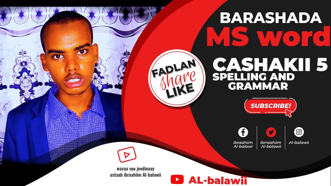 5- Barashada MS word - Spelling and grammar - YouTube