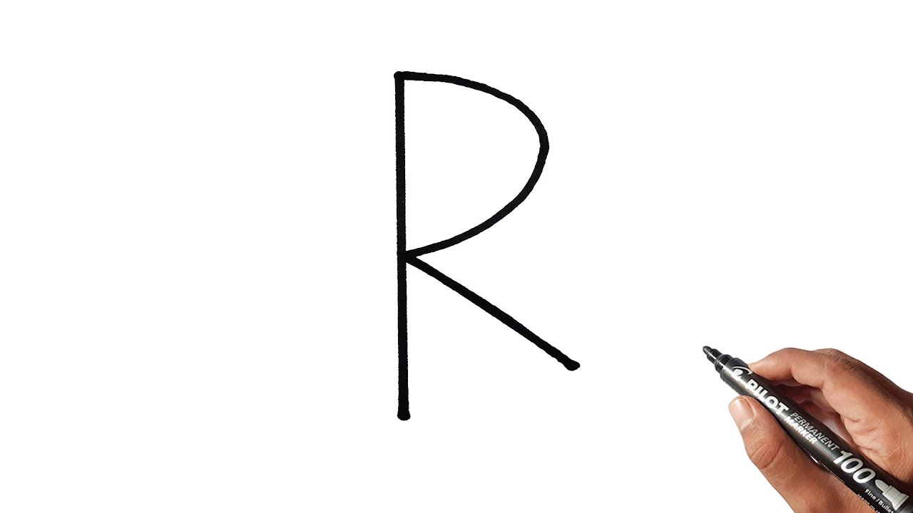 Simple Drawing - How To Draw A Rat From Letter R - YouTube