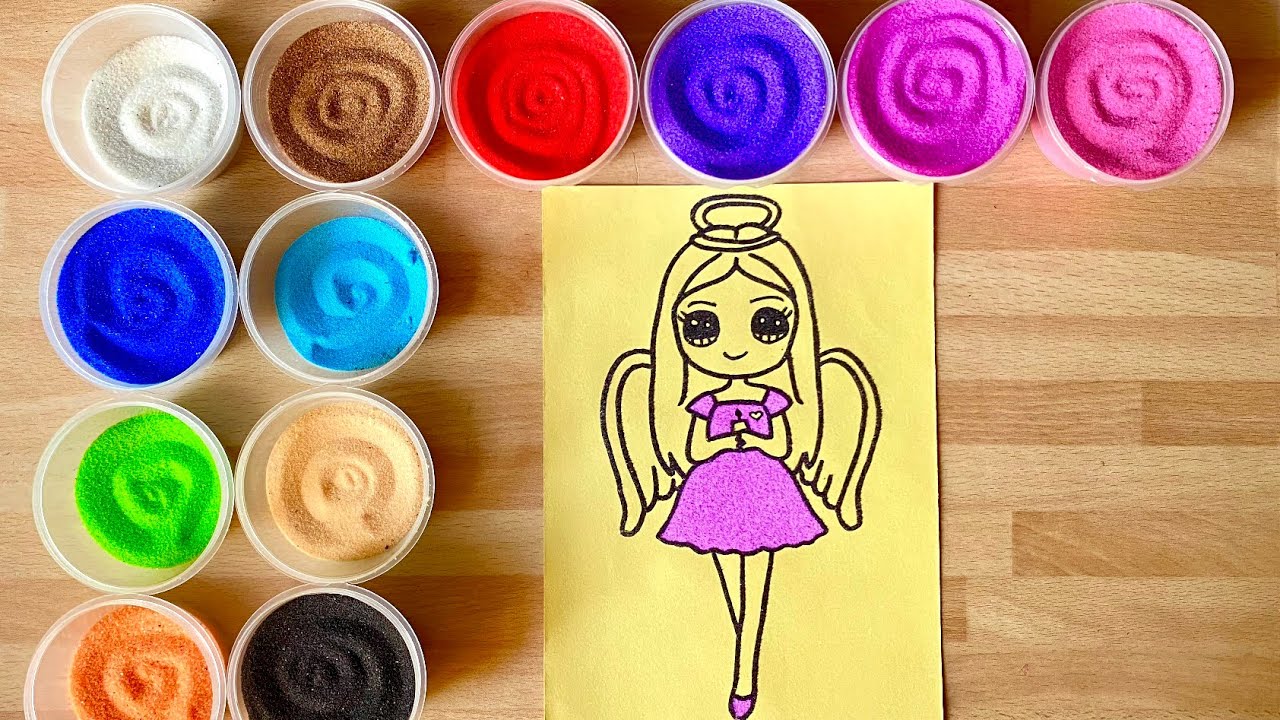 Sand painting a cute Angel/sand art - YouTube