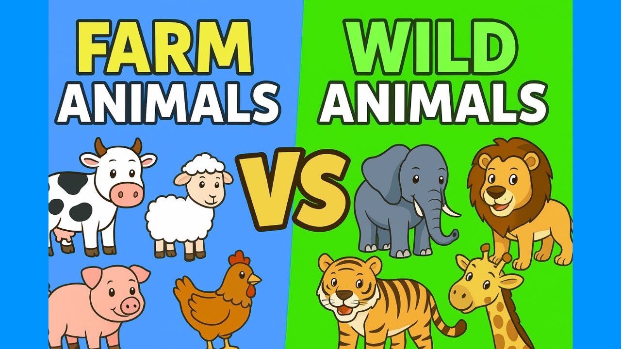 Farm Animals vs Wild Animals 🐮🦁 | Fun Learning Video for Kids - YouTube