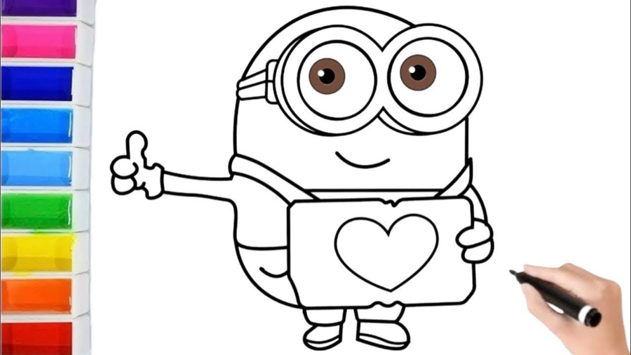 Dibuja y Colorea al Minion Bob con un Corazón - Dibujos para Niños #172 ...