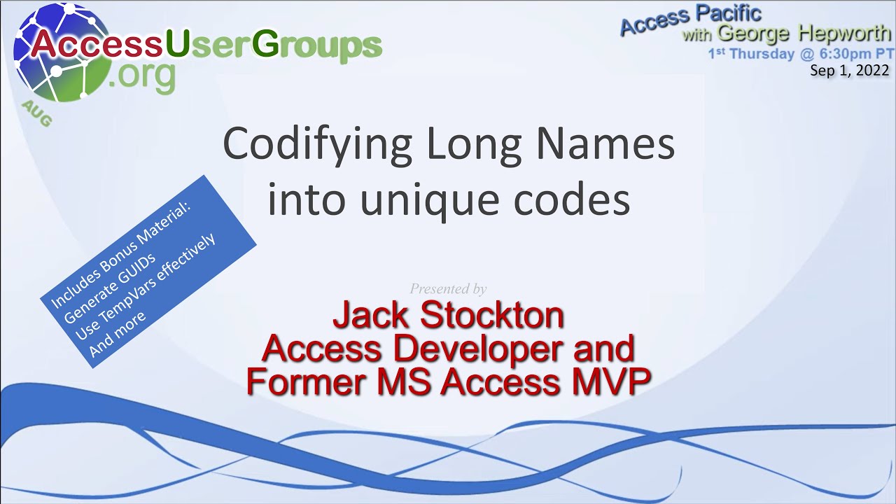 AP: Codifying Long Names into unique codes with Jack Stockton - YouTube