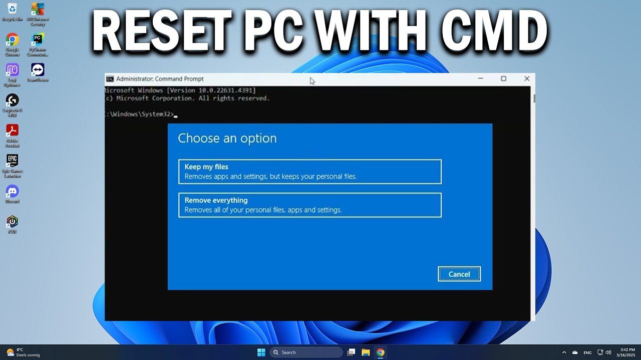 How To Reset Windows 11 PC or Laptop by Using Command Prompt - Easy Fix ...