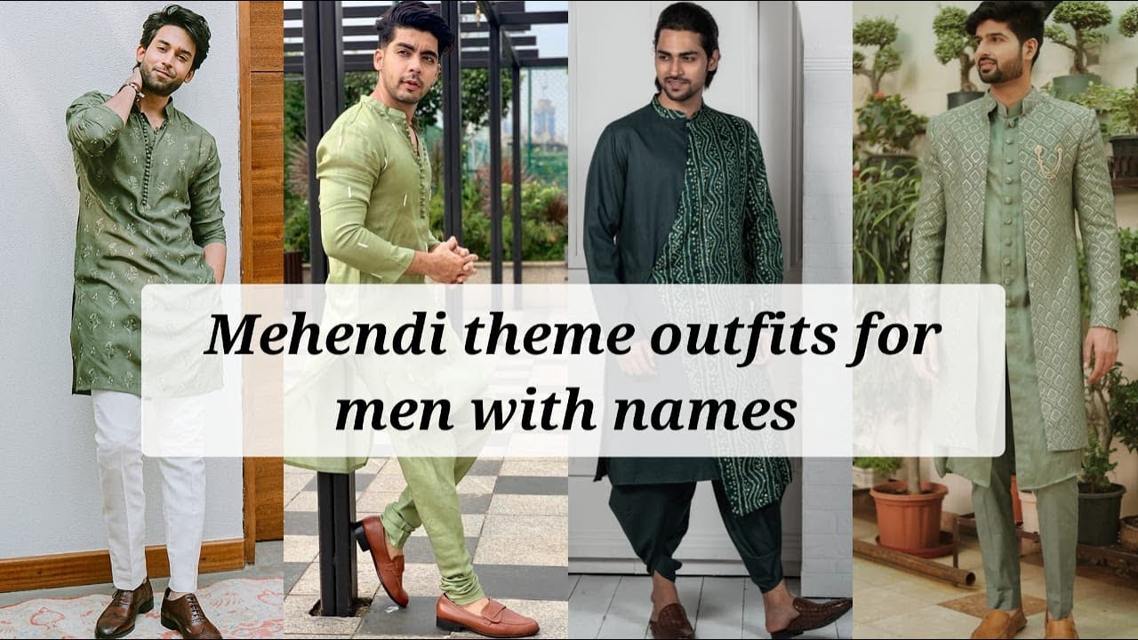 Mehendi (green theme) outfits for Male with names || Stylin' Net - YouTube