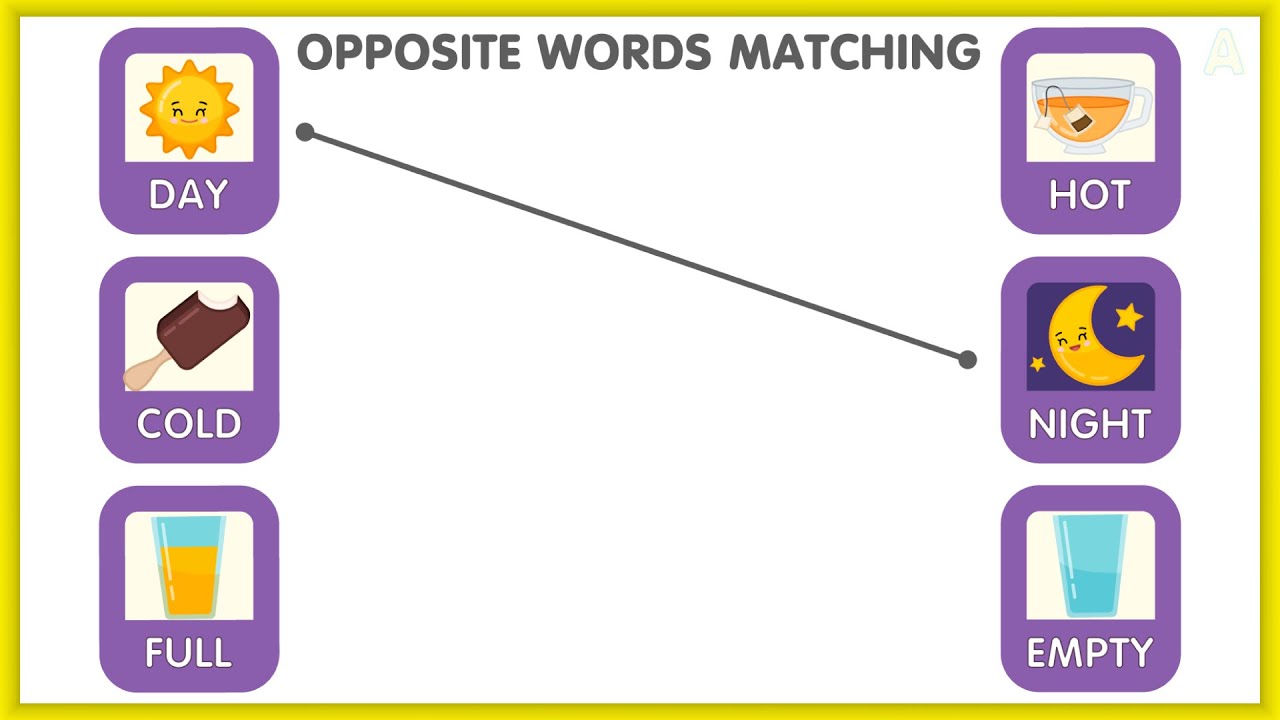 Opposite Words Matching Game | English Learning | Match the letters ...
