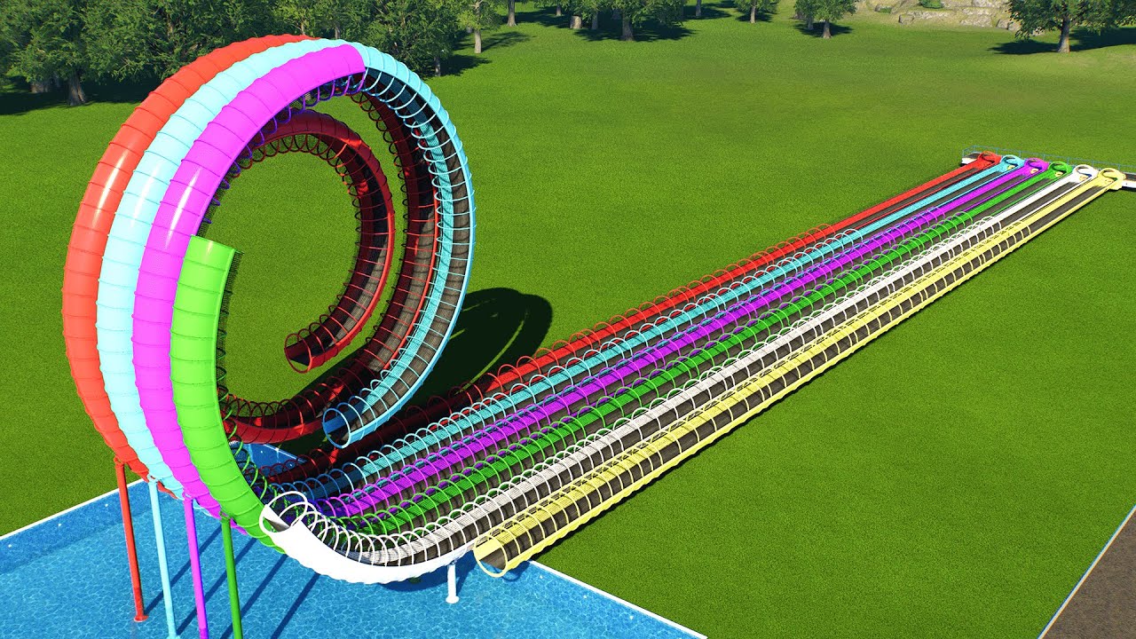 0% vs 200% Spiral Loop Launched Water Slide – Planet Coaster 2 - YouTube