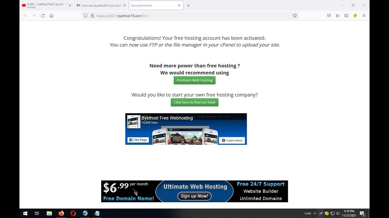 Wed Design : Example Sign Up For Free Hosting - YouTube