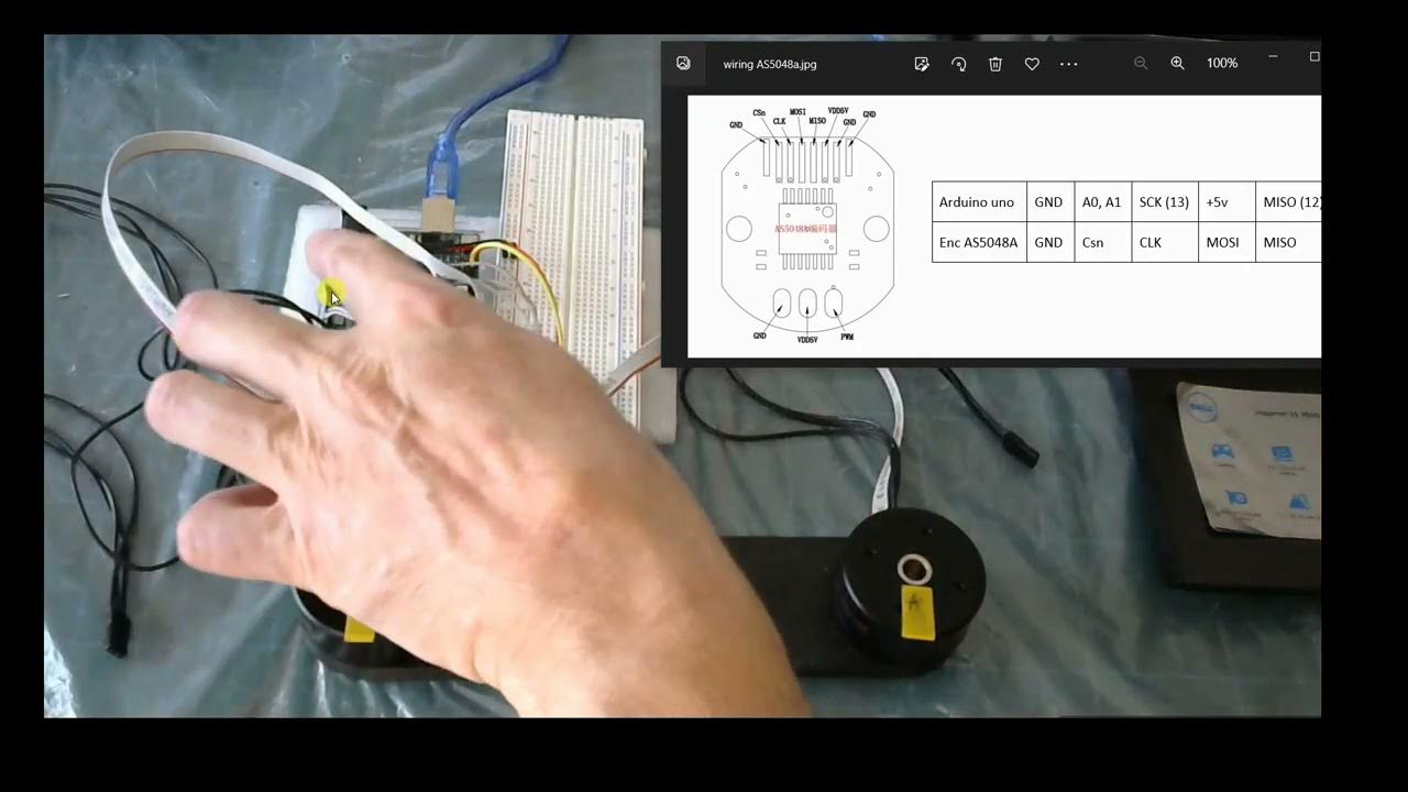 Two AS5048a magnetic encoders connections and functioning with Arduino UNO and SPI protocol ...