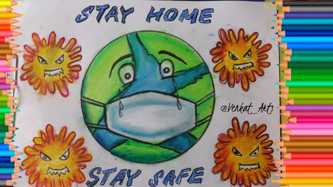 Drawing of Corona virus / Save Earth, Stay Home Stay Safe #Drawing ...