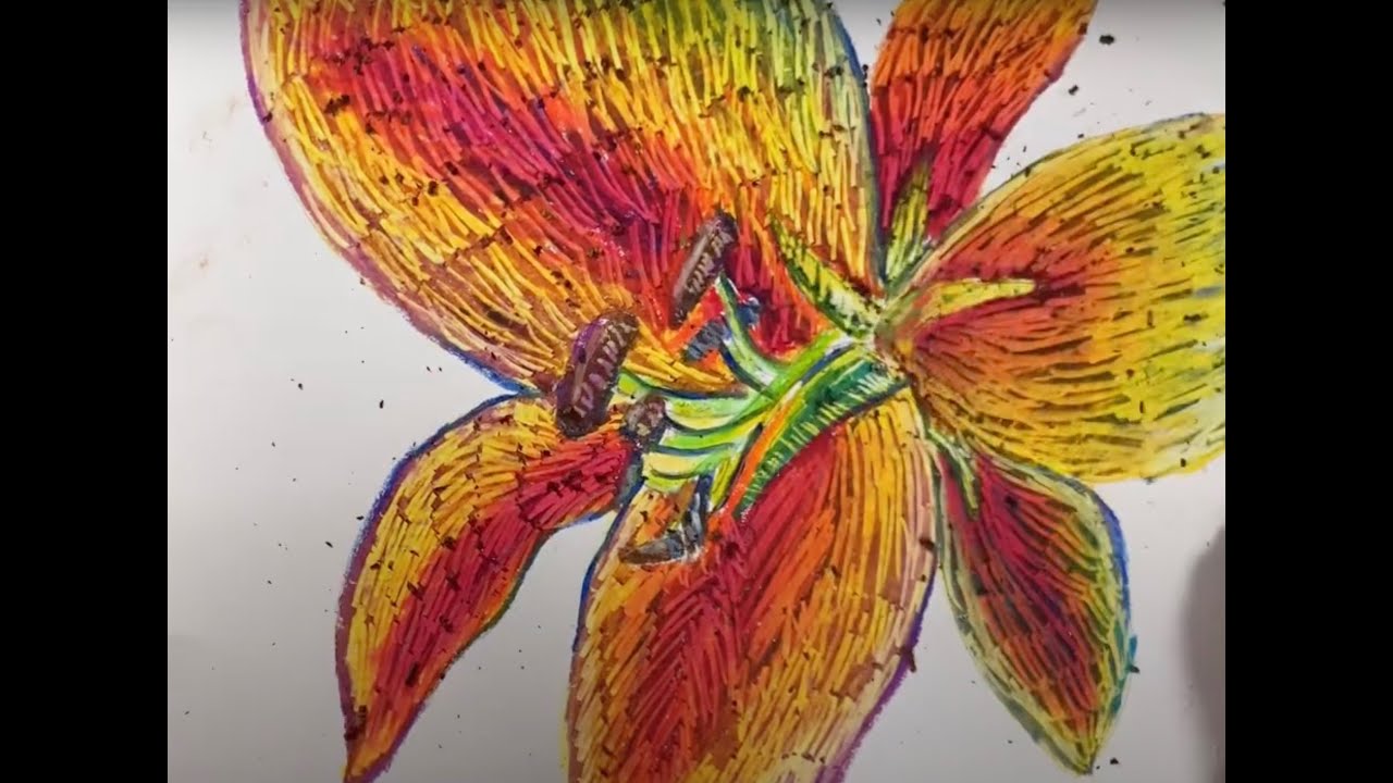 Sgraffito Effect - Georgia O’Keefe inspired Flowers in Oil Pastels ...