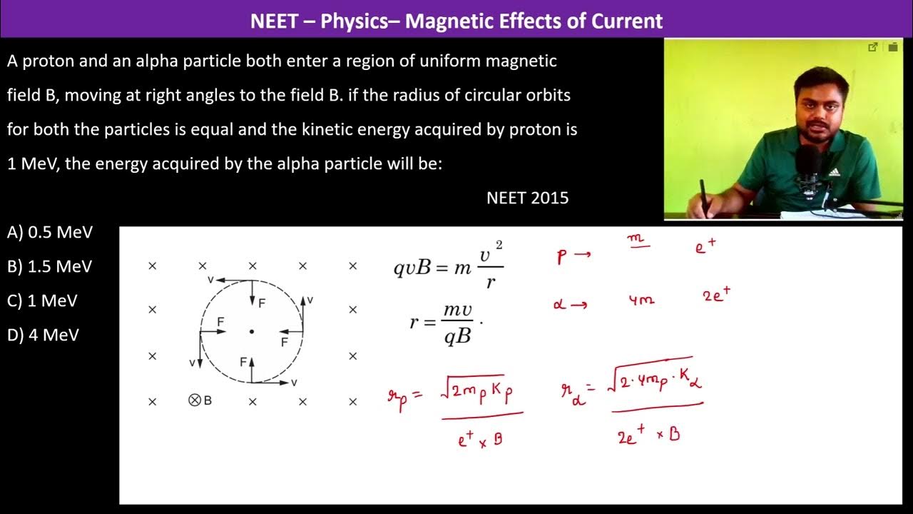 A proton and an alpha particle both enter a region of uniform magnetic field B, moving at right ...