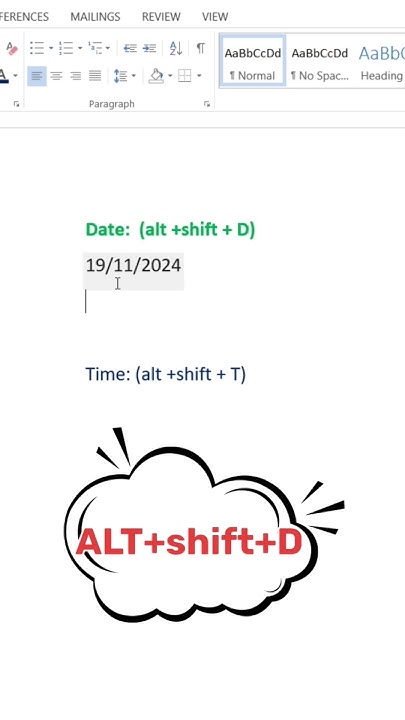 Insert Current Date & Time in MS Word Using Keyboard Shortcuts#words - YouTube