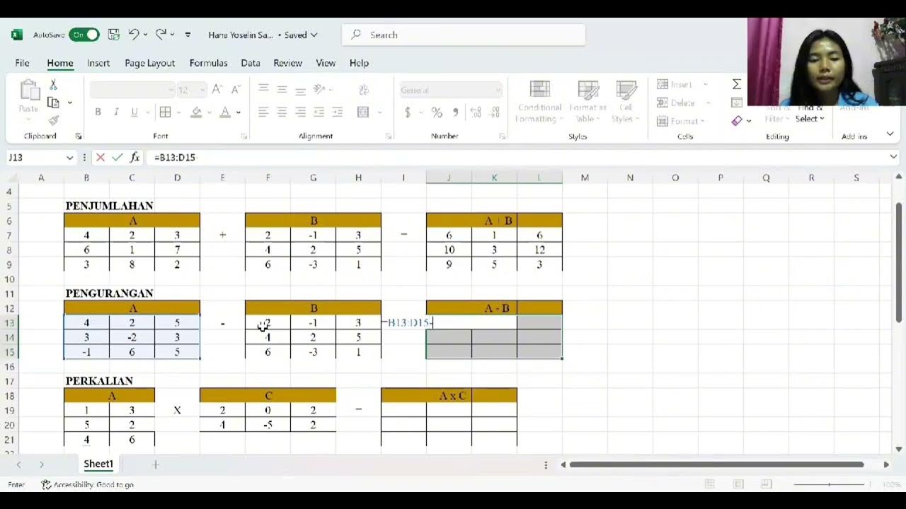 Cara Menyelesaikan Operasi Hitung pada Matriks Menggunakan Microsoft Excel - YouTube