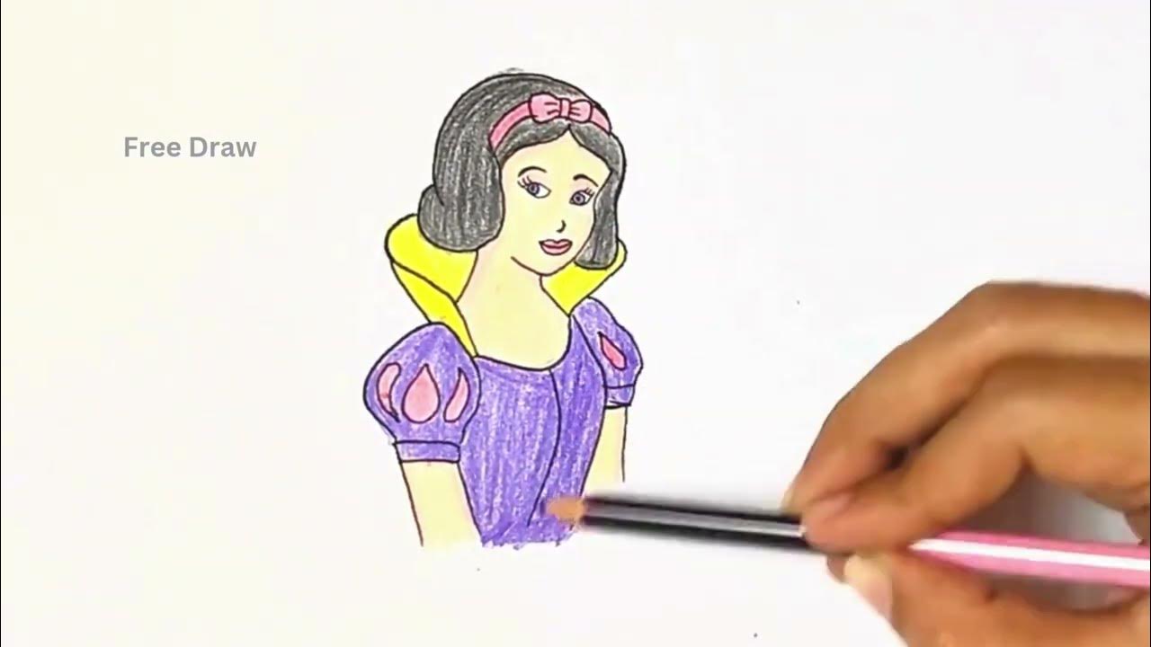 How to draw a Snow White easy || Disney Princess Drawing step by step ...