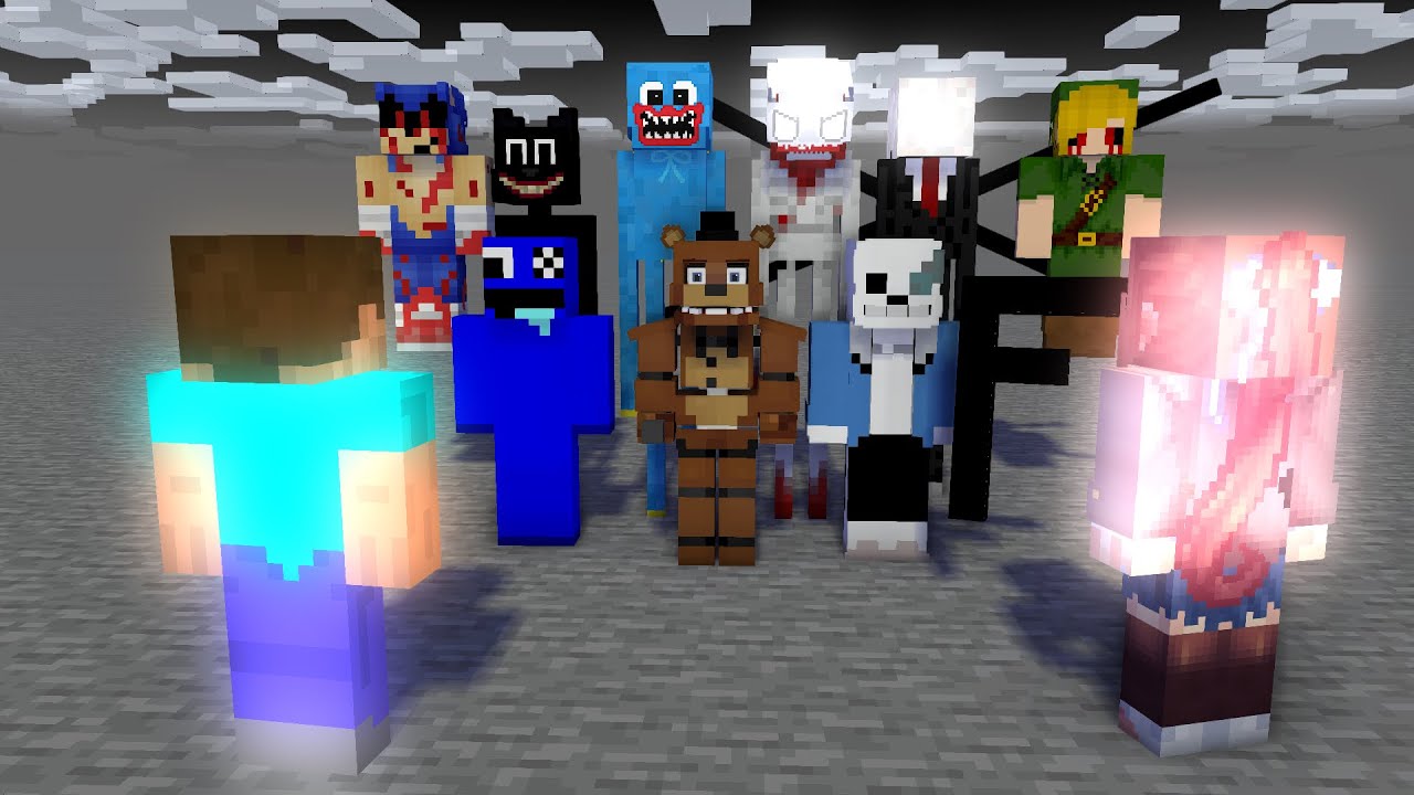 Herobrine and Monika VS Cartoon Cat, SCP-096, Blue, F, Slenderman ...