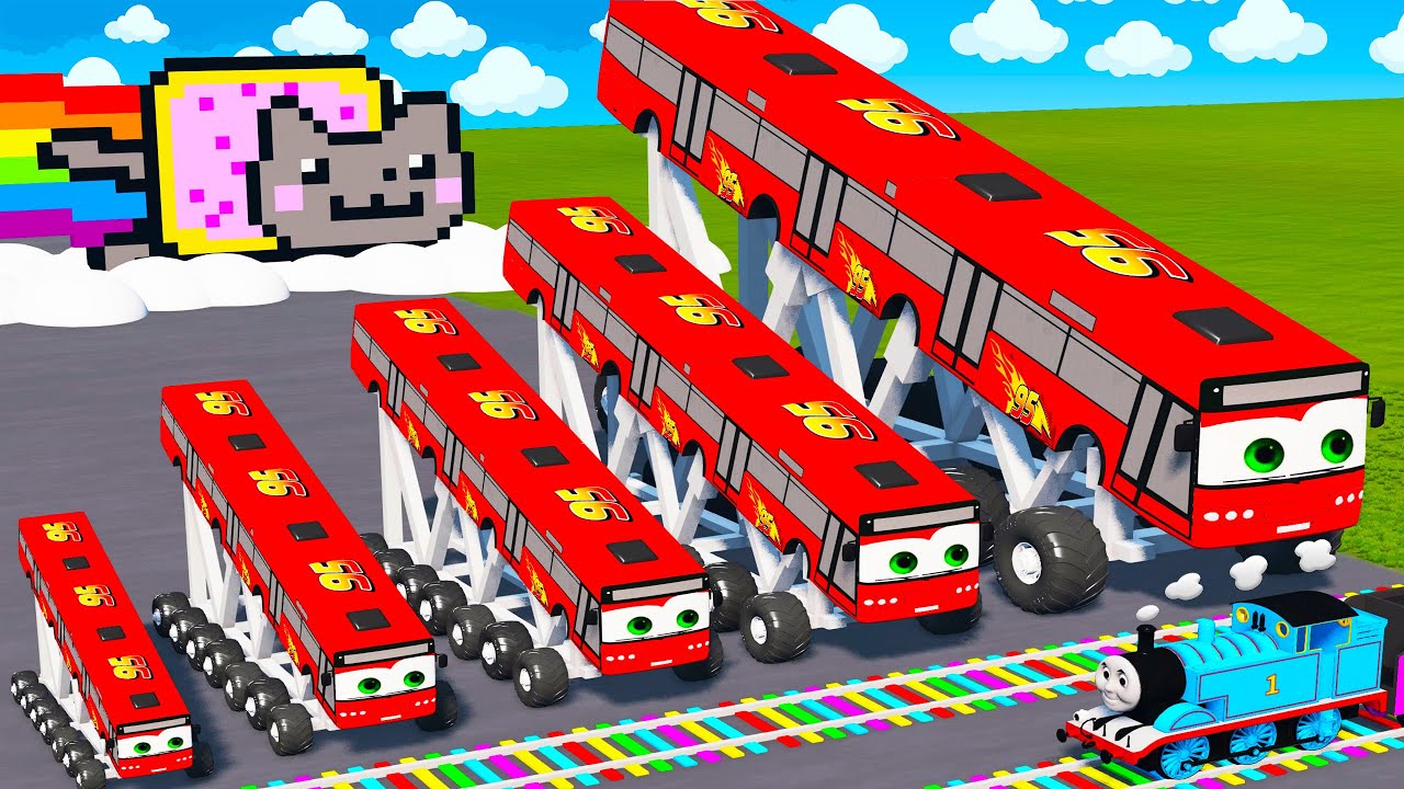 Big & Small: Long,Tall Lightning Mcqueen Bus vs Thomas Trains - Long ...