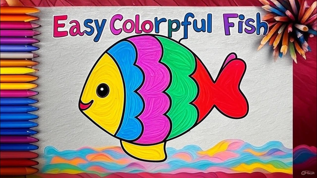 Easy Colorful Fish Drawing | Fun Kids’ Coloring Activity(@Howtodraw1984 ...