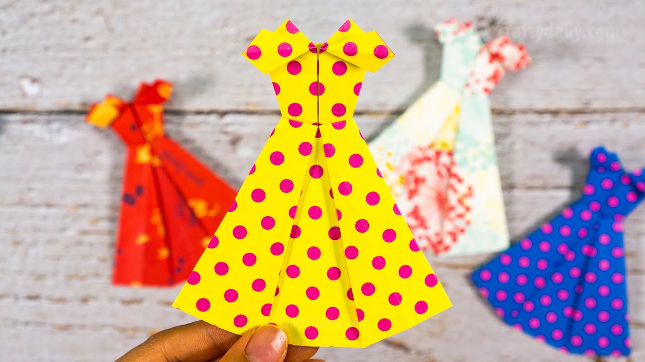 How to make an Origami Paper Dress | Beautiful DIY Paper Dress | Paper ...