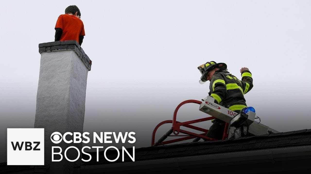 10-year-old boy stuck in Whitman chimney rescued - YouTube