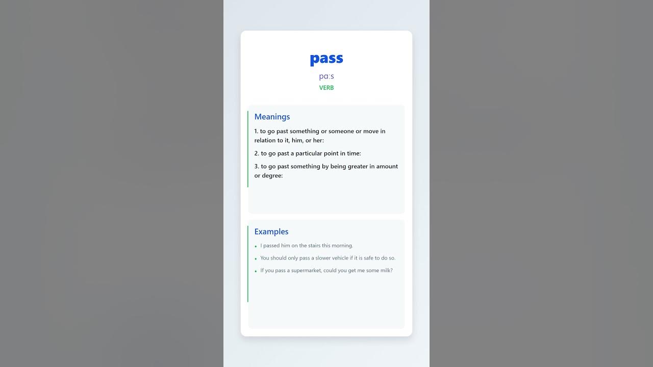 English Phrase: pass - YouTube