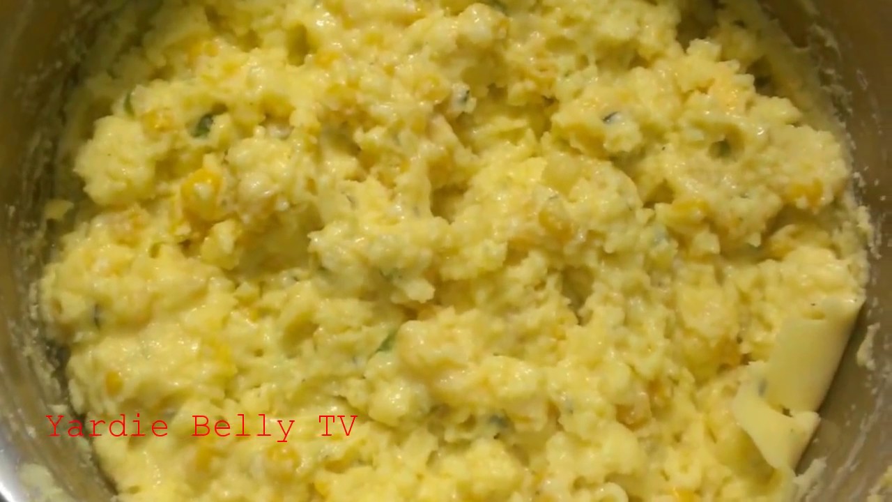 Jamaican TUN CORNMEAL with Fresh SPINACH And Sweet CORN - YouTube