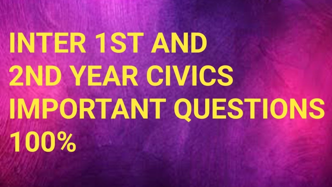 INTER 1ST AND 2ND YEAR CIVICS IMPORTANT QUESTIONS|CIVICS QUESTION ...