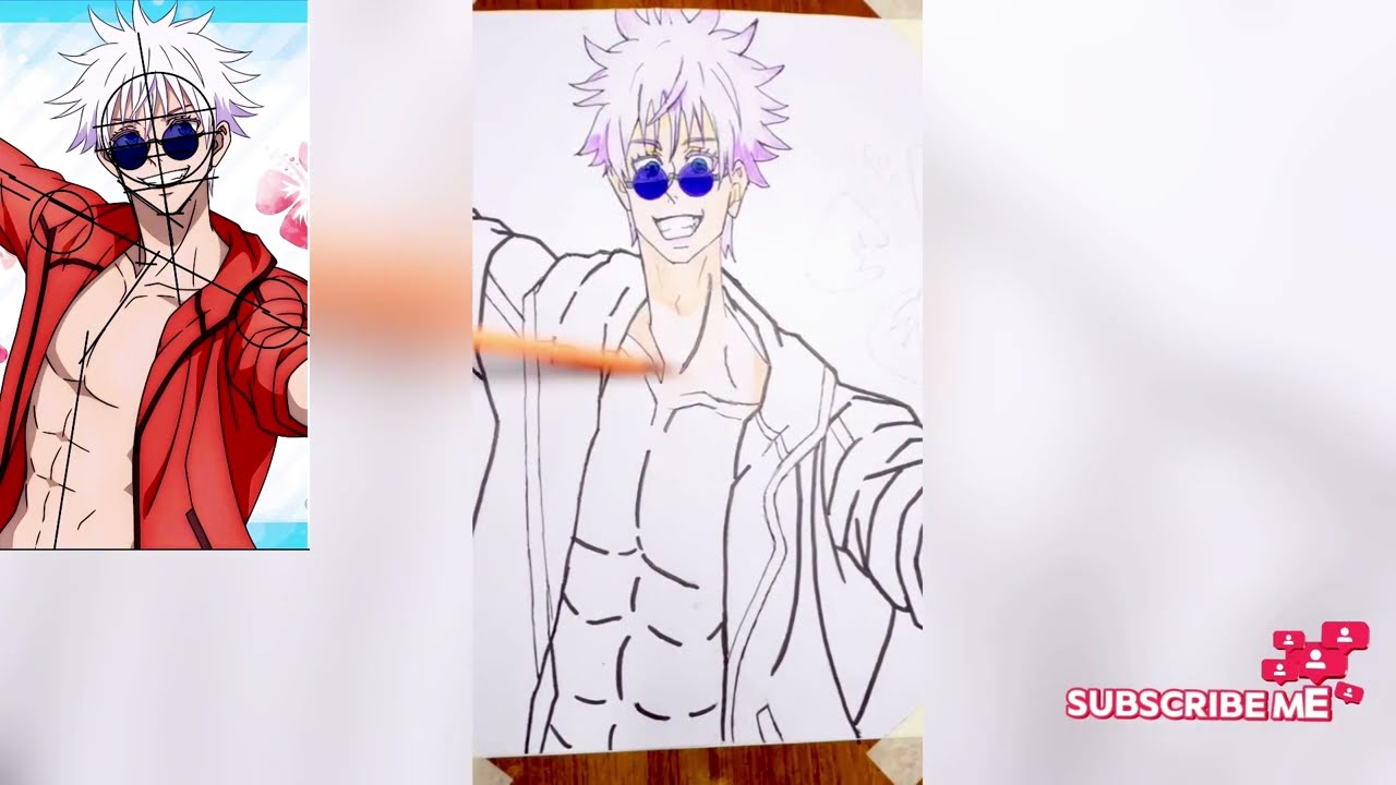 How to draw Gojo Satoru | | gojo drawing tutorial | | step by step ...